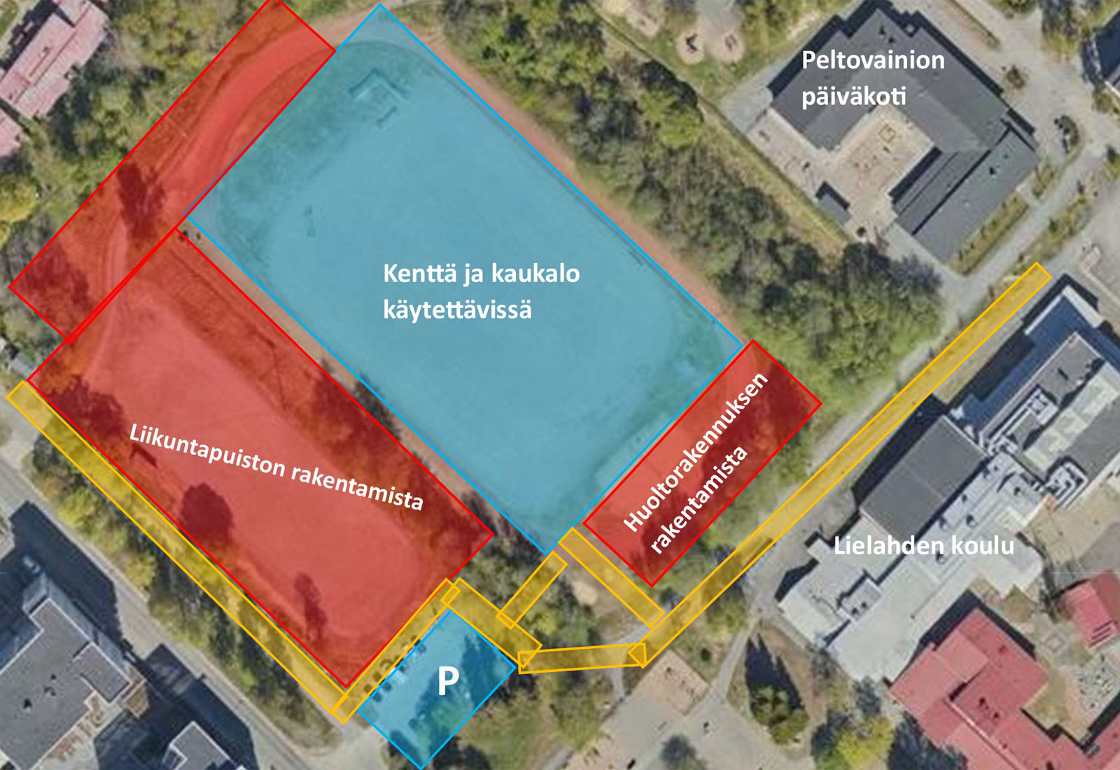 Lielahden liikuntapuiston rakennustyöt rajoittavat liikkumista alueella [Tampereen kaupunki ...